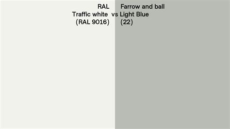 RAL Traffic white (RAL 9016) vs Farrow and ball Light Blue (22) side by ...