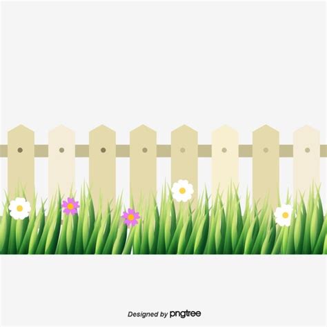 Cute Cartoons In A Fresh Grass And Flowers Fence