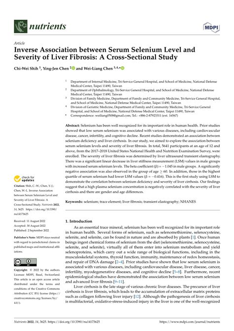 Pdf Inverse Association Between Serum Selenium Level And Severity Of