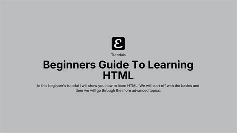 Beginners Guide To Learning Html Tutorials Blog Eric David Smith