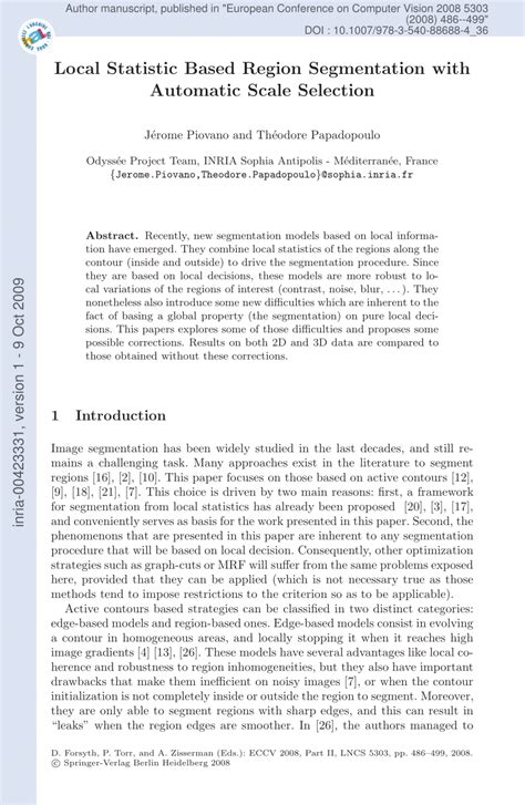pdf local statistic based region segmentation with automatic scale
