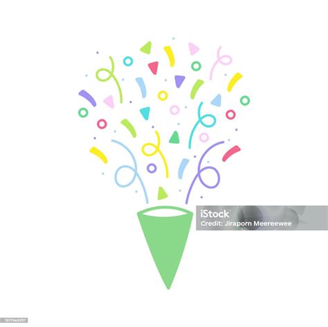 귀여운 파티 포퍼 격리 색종이 폭발 폭죽 축하 벡터 그리기 그림 손으로 그린 스타일 개념에 대한 스톡 벡터 아트 및 기타 이미지 개념 놀라움 다중 색상 Istock