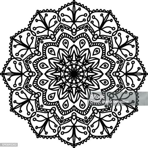 손으로 그린 착색 만다라 색칠 공부 책 페이지 천 디자인 요소 요가 로고 헤나 문신 헤나 문신에 대한 스톡 벡터 아트 및 기타 이미지 Istock