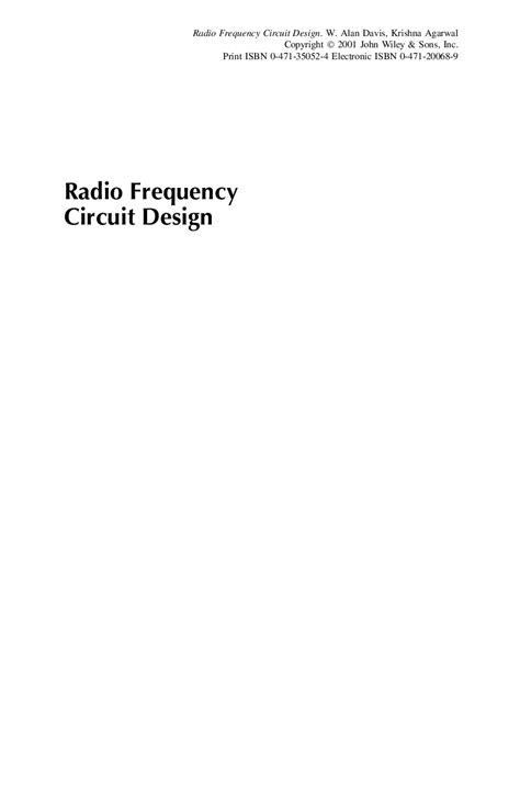 Radio Frequency Circuit Design PDF Download Service Repair Online Manual