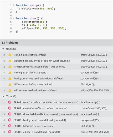 Error Indicators For Working Code Using P5js · Issue 14204 · Adobebrackets · Github