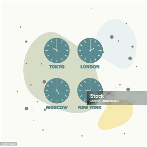 Set Of Clocks Showing The Time Difference In Different Time Zones Timezone Clock International