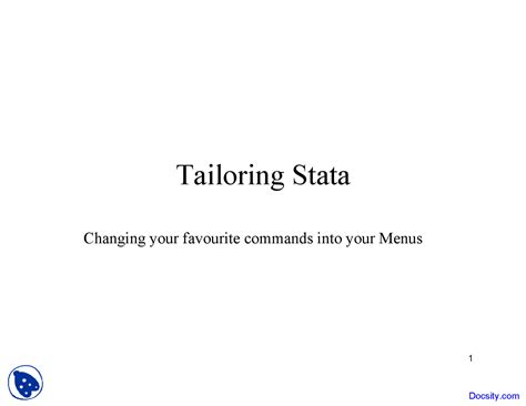 Tailoring Stata Econometrics Lecture Slides Docsity