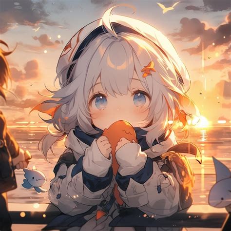 Premium Ai Image Anime Girl Eating A Cookie While Another Girl