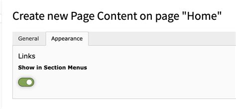Make The Default Value 0 In The Section Appearance For Show In Section Menus Typo3 Stack