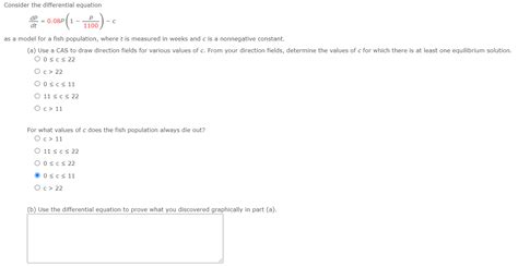 Solved Consider The Differential Equation Dp 0 08p 1 Dt As