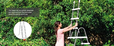 Intex 28076e Deluxe Pool Ladder With Removable Steps For Intex Pools With Wall