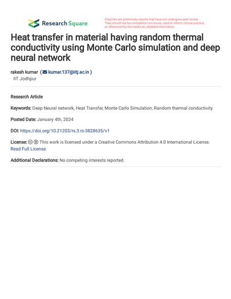 Pdf Heat Transfer In Material Having Random Thermal Conductivity
