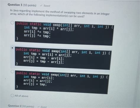 solved question 6 10 points the following java code