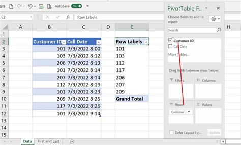 How To Return The First And Last Times From Timestamps In A Microsoft Excel Pivottable