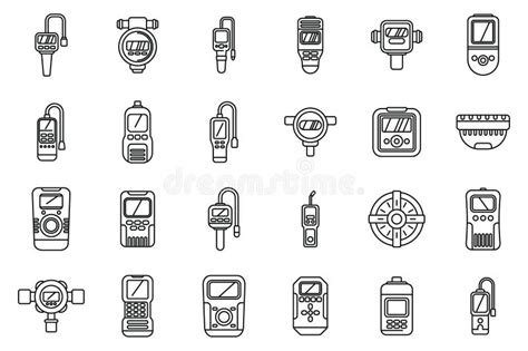 Gas Detector Icons Set Outline Vector Meter Instrument Stock Vector Illustration Of Icons