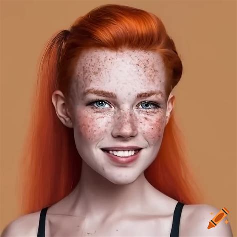 Portrait Of A Smiling Woman With Red Hair And Freckles On Craiyon