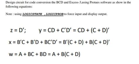 Solved Design Circuit For Code Conversion The BCD And Chegg