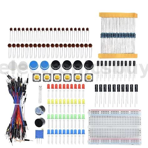 400 Tie Points Breadboard Electronic Components Set For Arduino Resistor Led Capacitor Jumper