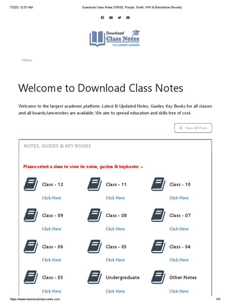 Download Class Notes For All Boards Pdf