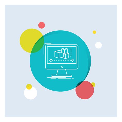 Animation Computer Editor Monitor Software White Line Icon Colorful Circle Background