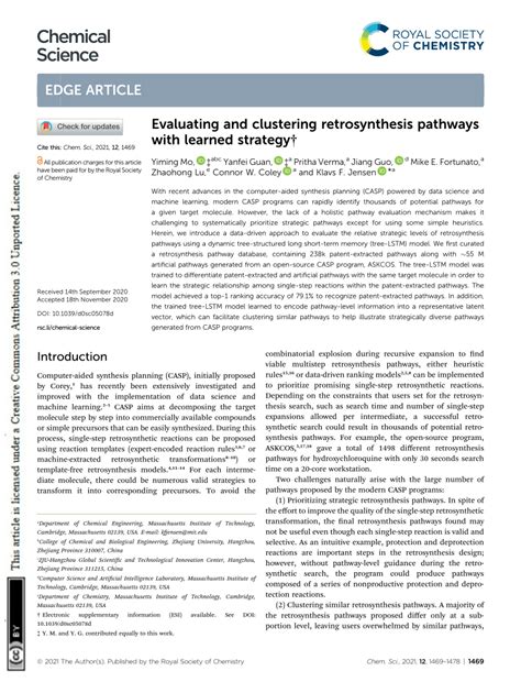 Pdf Evaluating And Clustering Retrosynthesis Pathways With Learned Strategy