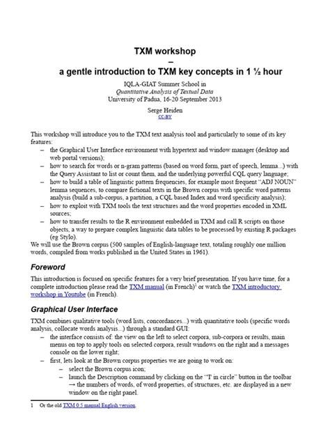 Tutorial A Gentle Introduction To Txm Key Concepts In One And An Half
