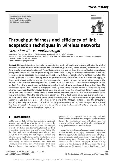 Pdf Throughput Fairness And Efficiency Of Link Adaptation Techniques In Wireless Networks