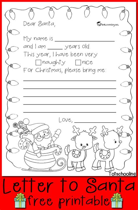 Letter To Santa Template Free Printable