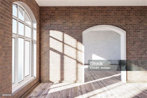 아치형 창문과 미니멀한 인테리어 거실 디자인을 갖춘 고급스러운 로프트 아파트 3d 일러스트레이션 0명에 대한 스톡 사진 및 기타 이미지 Istock