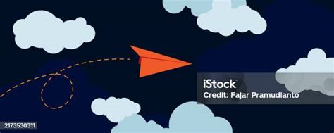 어두운 흐린 하늘에 빨간 종이 비행기 벡터 일러스트 레이 션 3차원 형태에 대한 스톡 벡터 아트 및 기타 이미지 3차원 형태 개념 공예 Istock