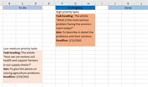 How To Create A Kanban Board In Excel Spreadsheet Daddy