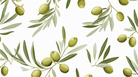 Elegant Olive Pattern Wallpaper On White Background Premium Ai