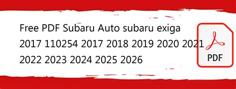 Free Pdf Subaru Auto Subaru Exiga 2017 110254 2017 2018 2019 2020 2021