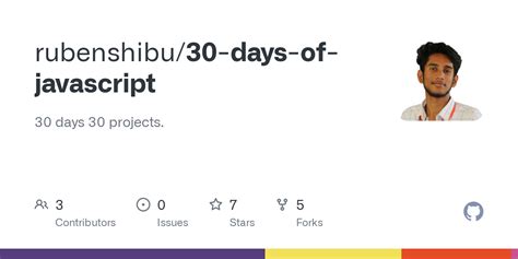 Github Rubenshibu30 Days Of Javascript 30 Days 30 Projects