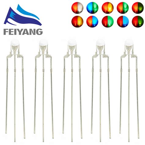 3mm Round Clear Lens Two Color Common Anode Cathode Led Dioded