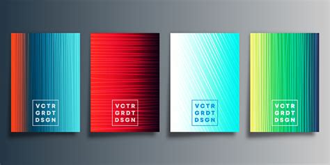 배경 전단지 포스터 브로셔 타이포그래피 또는 기타 인쇄 제품을 위한 라인 디자인이 있는 다채로운 그라데이션 커버 세트 벡터 일러스트레이션 0명에 대한 스톡 벡터 아트 및
