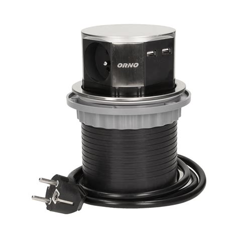 Flush Fitting Furniture Socket With Usb Charger And 1 5m Cable Inox