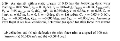 Solved 316 ﻿an Aircraft With A Static Margin Of 015 ﻿has