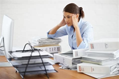 Premium Photo Businesswoman Paperwork And Workload Stress From Office
