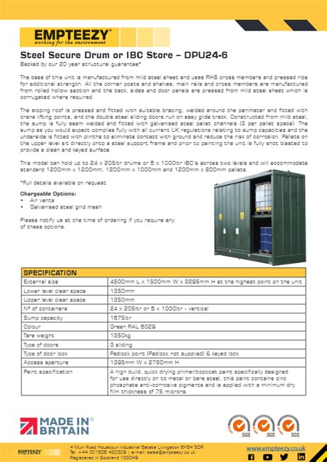 Steel Bunded Ibc Storage Unit Dual Purpose 6 Ibc 24 Drum Store