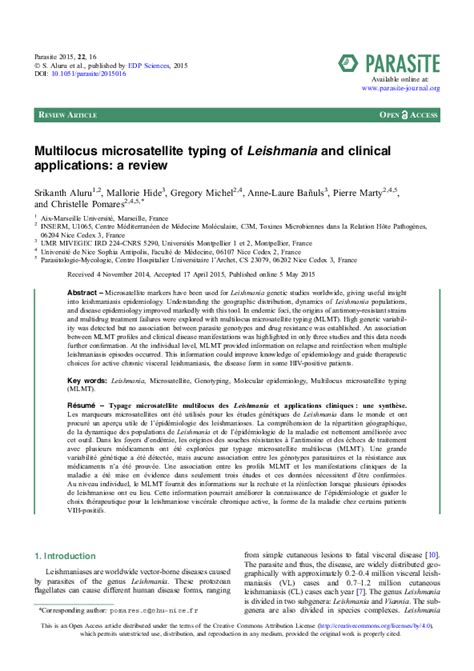 Pdf Multilocus Microsatellite Typing Ofleishmaniaand Clinical