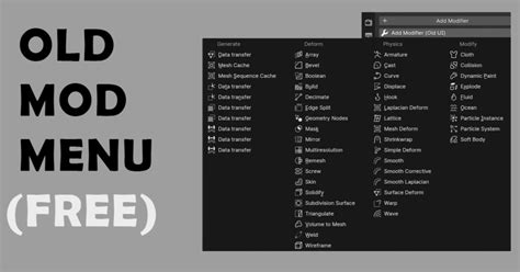 Free Blender Add On That Brings Back The Pre Modifiers Menu