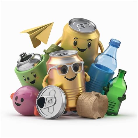 Premium Vector 3d Render Illustration Of A Diverse Group Of Recyclable Materials