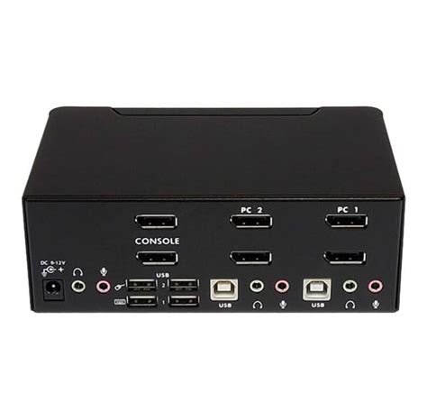 StarTech Com 2 Port DisplayPort Dual Monitor KVM Switch 4K 60Hz KVM Audio USB Switch 2