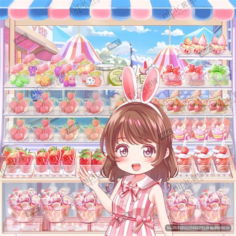 Ai创作图零食店女孩 手绘水果超市卡通女孩 糖果专卖店卡通形象 卡通卖水果的小女孩 棒棒糖专卖店卡通形象 兔兔提草莓插画 卡通卖水果的小姑娘 糖果店女孩 插画小卖铺 儿插少女 超市糖果店 可爱