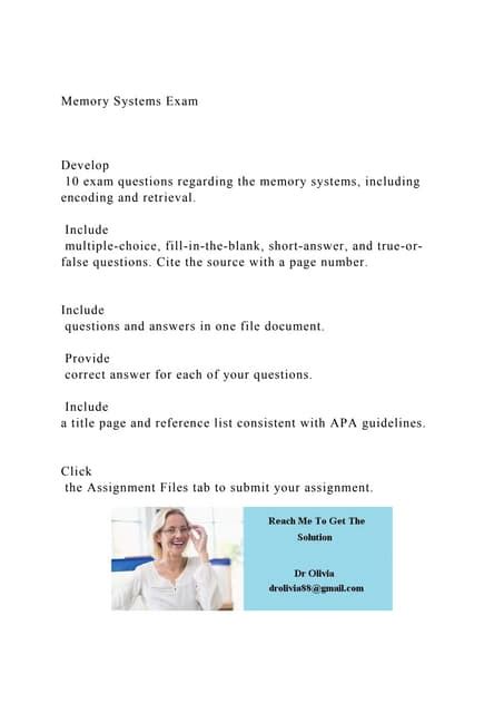 Memory Systems Examdevelop 10 Exam Questions Regarding Tdocx Educational Assessment Education