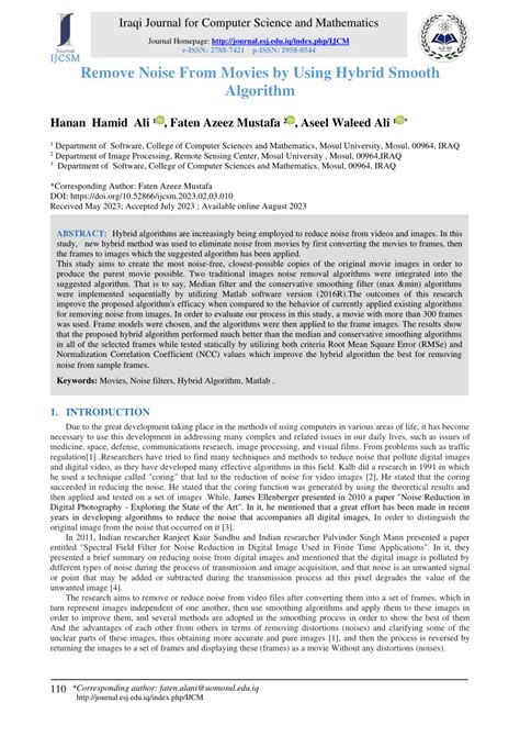 Pdf Noise Removal From Movies By Using Hybrid Smooth Algorithms