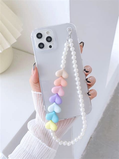 Multicolor Collar Tpu Plain Hand Strap Phone Case Embellished Phone Pad Accessories Diy Beaded