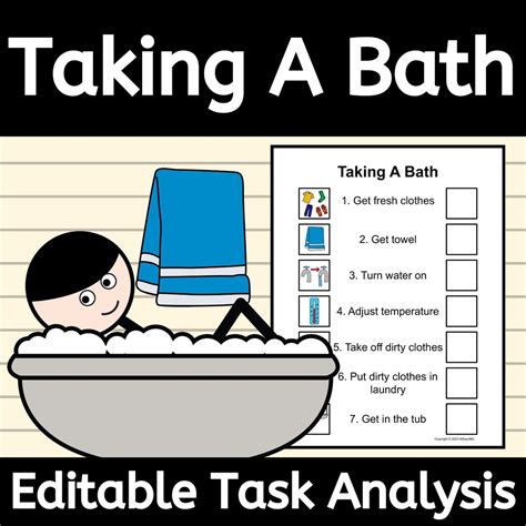 Taking A Bath Editable Task Analysis Bathing Visuals And Data Sheet For Aba And Autism Etsy