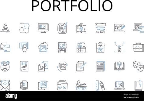 portfolio line icons collection collection compilation anthology